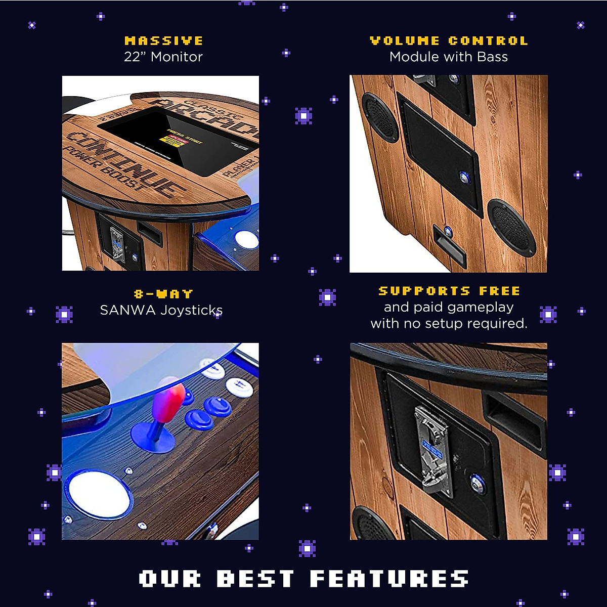 Creative Arcades Full-Size Commercial Grade Machine -Pub Style Arcade Table for 2 Player Cabinet for Home, 60 Games, Multiplayer Control Panel and Screen Size 22 inch.