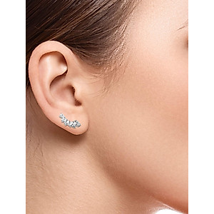 MORGAN & PAIGE Sterling Silver Cubic Zirconia Pear Cut Ear Crawlers