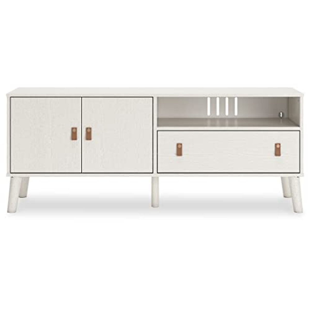 Signature Design by Ashley Aprilyn Contemporary Medium TV Stand up to 59" with 1 Drawer and 2 Shelves, White