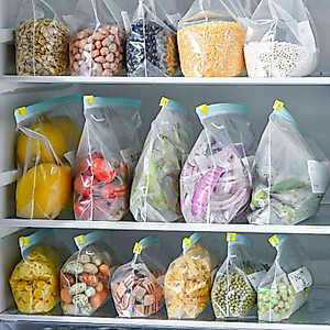 15pcs Ziplock Bags,Food Storage Freezer Bags,Resealable Slider Zip Stand and Fill Expandable Bottom Freezer and Microwave Safe