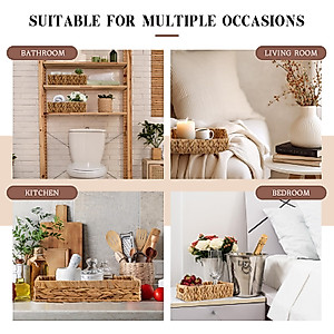 Teenyyou Wicker Toilet Tank Basket Topper and Vanity Tray Set Decorative Rattan Vanity Tray Toilet Tank Tray Wicker Storage Basket Countertop Toilet Tank Tray for Paper Hand Towel Bathroom,Home,spa