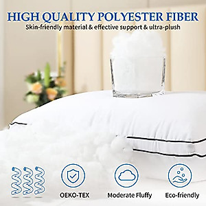 DolceLuna Pillows Standard Size Set of 2, Bed Pillows for Sleeping 2 Pack, Luxury Hotel Down Alternative Standard Pillows, Soft and Supportive Pillows for Back and Side Sleepers