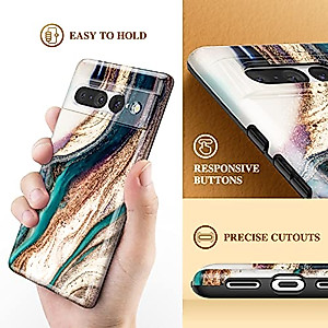 GVIEWIN Google Pixel 7 Pro 6.7" Case, Stylish Marble Pattern TPU Slim Shockproof Protective Cover - Drift Sand/Brown