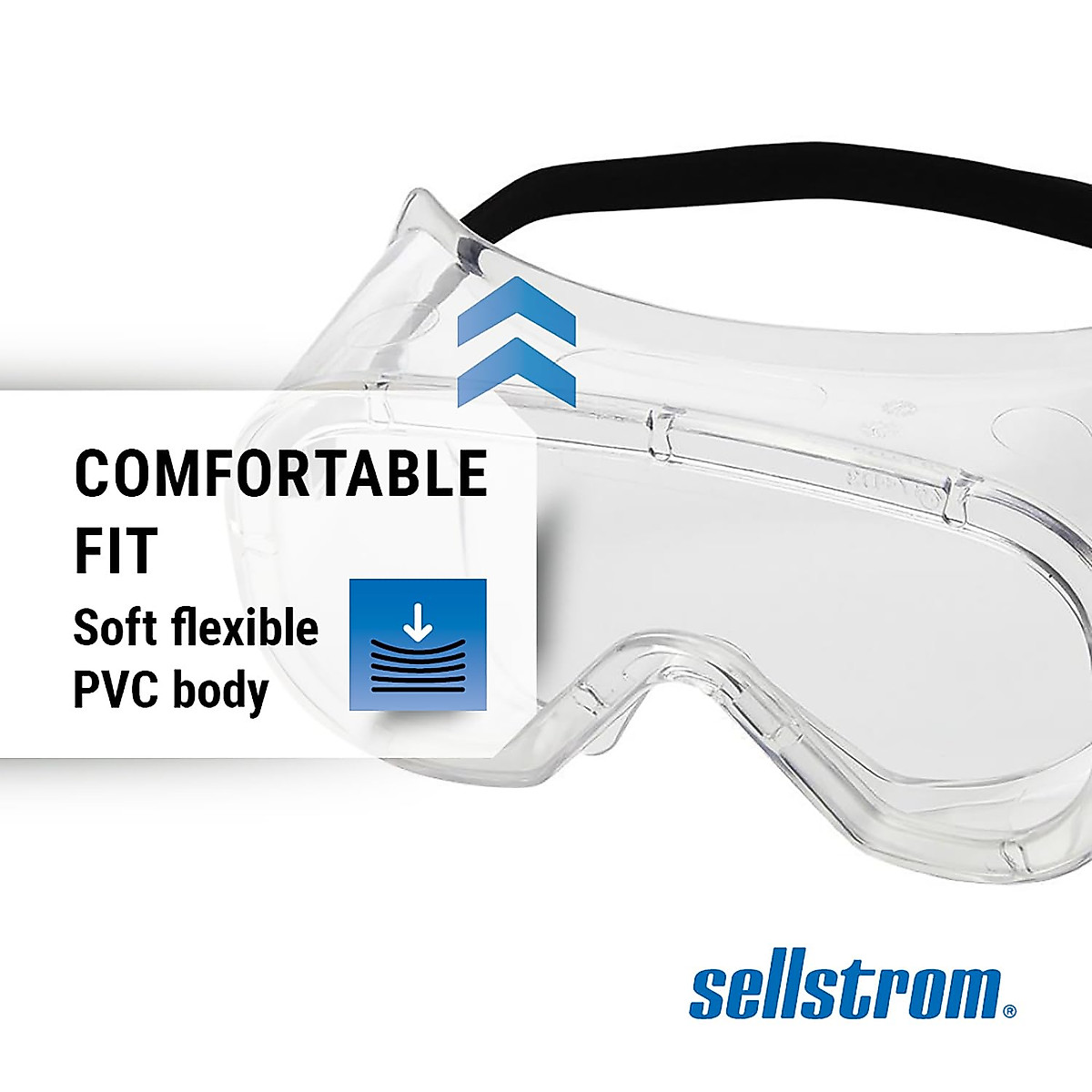 Sellstrom Anti Fog Non-Vented Safety Goggles - Clear Body Clear Lens – Protects from Chemical Splash, Dust, Smoke