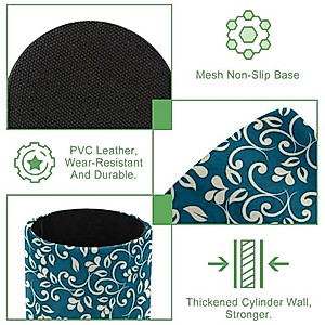 VIOQXI Pen Holder for Desk PVC Leather Pencil Cup Stand Round Desktop Pen Organizer Pot Makeup Brush Holder for Office School Classroom Home Classical Pattern