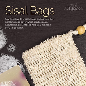 Age of Sage Natural Soap Bar w/ Sisal Bag, Vegan Artisan Soap Bar Set for Women, Body Soap in Bar Soap Pouch, Natural Bath Soaps w/ Essential Oils, 4 Plain Body Soap Bars, Pomegranate Cherry