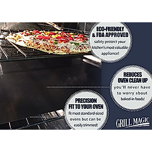 3 Pack Non-Stick Heavy Duty Oven Liners Set by Grill Magic - Thick, Heat Resistant Fiberglass Mat - Easy to Clean, Reduce Spills, Stuck Foods & Clean Up - BPA Free Kitchen Friendly Cooking Accessory