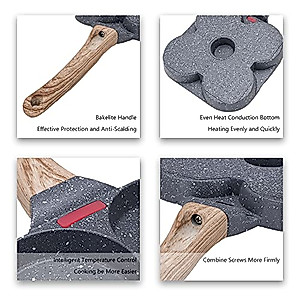 Bobikuke Egg Frying Pan, Fried Egg Pan Nonstick 4 Cups Pancake Pan Aluminium Alloy Cooker for Breakfast, Egg Pan Suitable for Gas Stove & Induction Cooker,100% Free of PFOS (Black)