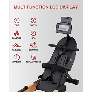 BORGUSI Magnetic Rowing Machines for Home Use, 16 Levels of Resistance, 350lb Weight Capacity, LCD Monitor & Tablet Holder, Foldable Rower Row Machine with Comfortable Seat Cushion & Dual Slide Rail