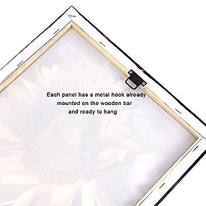 Sunflower Pictures Wall Decor - Yellow Flower Picture Bee Wall Art Home Office Decorations Nature Painting Black Yellow Sunflower Canvas Prints for Living Room Bathroom Dining Room Framed 12x16inch