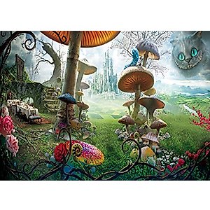 7x5FT Alice in Wonderland Party Photo Backdrop,Fairy Tale Castle Photography Background for Birthday Party Decorations Supplies,Portrait Studio Booth Props