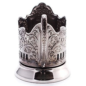 Soviet Drinking Glass Holder The Bronze Horseman (nickel-plated, blackened) Saint Petersburg Russian Tea Glass Holder/Russian Podstakannik for Hot or Cold Liquids