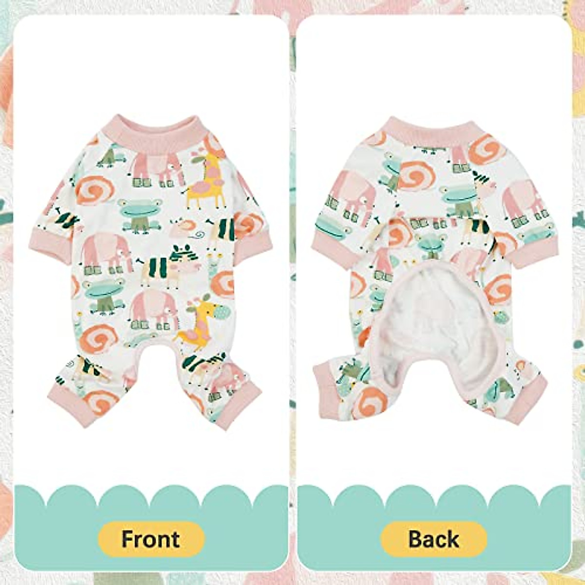 Lelepet Dog Pajamas, Dog Pjs for Small Medium Dogs, Cotton Dog Onesie Jumpsuit, Doggie Hair Shedding Cover, Cute Pet Clothes Apparel Pink