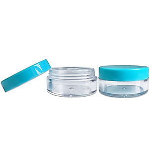 40 New empty 10 Gram (0.35 oz) Plastic Pot Jars with Lids for Lip Balms, Salves, Creams, Cosmetics, Nail Accessories, Rhinestones, Herbs, Spices - BPA Free (Teal Screw Lid)