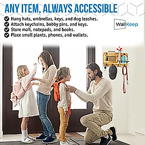 WallKeep Mail and Key Holder for Wall with Decorative Key Hooks - Wall Mount in Entryway, Mudroom or Office. Solid Wood Mail Organizer Floating Shelf Key Rack, Leash Holder and Key Hanger for Wall.