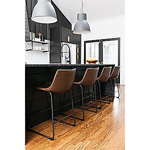 Signature Design by Ashley Centiar 24" Counter Height Modern Bucket Barstool 2 Count, Brown