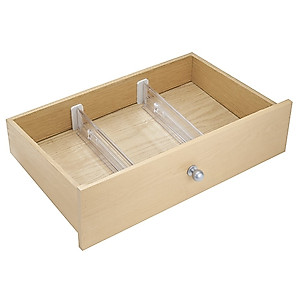 iDesign Drawer Dividers, Deep Adjustable Organiser System Made of Durable Plastic, Set of 2 Drawer Inserts for Wardrobe, Clear, 62420EU