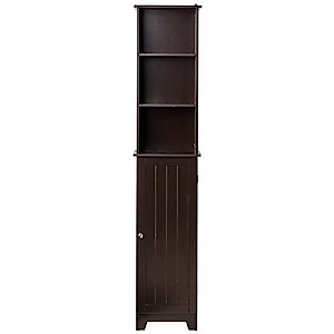 Redmon Contemporary Country Tall Floor Shelf with Lower Cabinet, Large, Espresso
