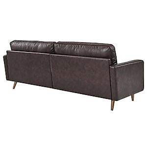 Modway Valour 88" Modern Style Leather and Dense Foam Sofa in Brown Finish
