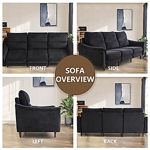 ABAKAN Modern 3-Seat Modular Sectional Sofa Couch，Chenille Sofa Comfy Upholstered Furniture for Small Spaces, Living Room, Apartment, Studio, Office, Grey