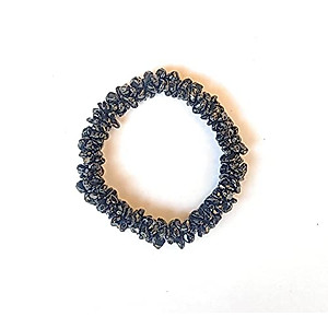 Natural Black Spinel Nuggets Chips Rope Stretchable bracelet, Spinel Nuggets Chips Braided, 7 Inch, Adjustable (2)