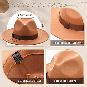 Mepase 4 Pcs Women's Classic Wide Brim Felt Hats - Adjustable Trendy Hats for Wedding, Prom, Party, Club, Camping in 4 Colors