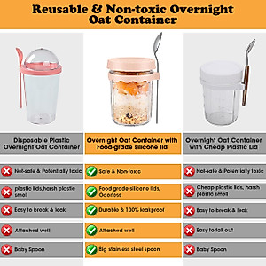 Oyrlize Overnight Oats Containers with Lids and Spoon,Companies,Work and Travel