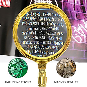Gold Plated Magnifying Glass Portable Magnifying Lens Metal Magnifying Glass Hand Held Magnifying Glass Detective Kit Golden Magnifying Glass