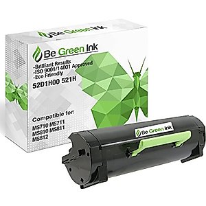 Be Green Ink 52D1H00 521H Lexmark Replacement MS810 MS810n MS710 Compatible Toner Cartridge for Lexmark MS810n MS710 MS711 MS810 MS810n MS810dn MS811 MS811dn MS812 (1-Pack Black 25,000 Yield)