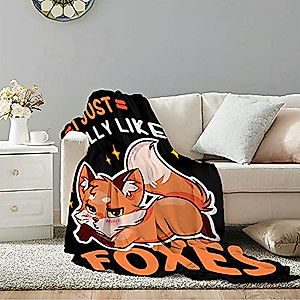 I Just Really Like Foxes Throw Blanket Soft Flannel Fleece Velvet Plush Personalized Throws Fuzzy Warm Cozy Soft Bedding Blankets Anti-Pilling Pets 40"x30"