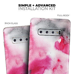 DesignSkinz Pink and Black Absorbed Watercolor Texture Protective Vinyl Decal Wrap Skin Cover Compatible with The Samsung Galaxy S20 (Screen Trim & Back Glass Skin)