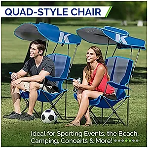 Kelsyus Original Foldable Canopy Chair for Camping, Tailgates, and Outdoor Events, Grey/Light Blue