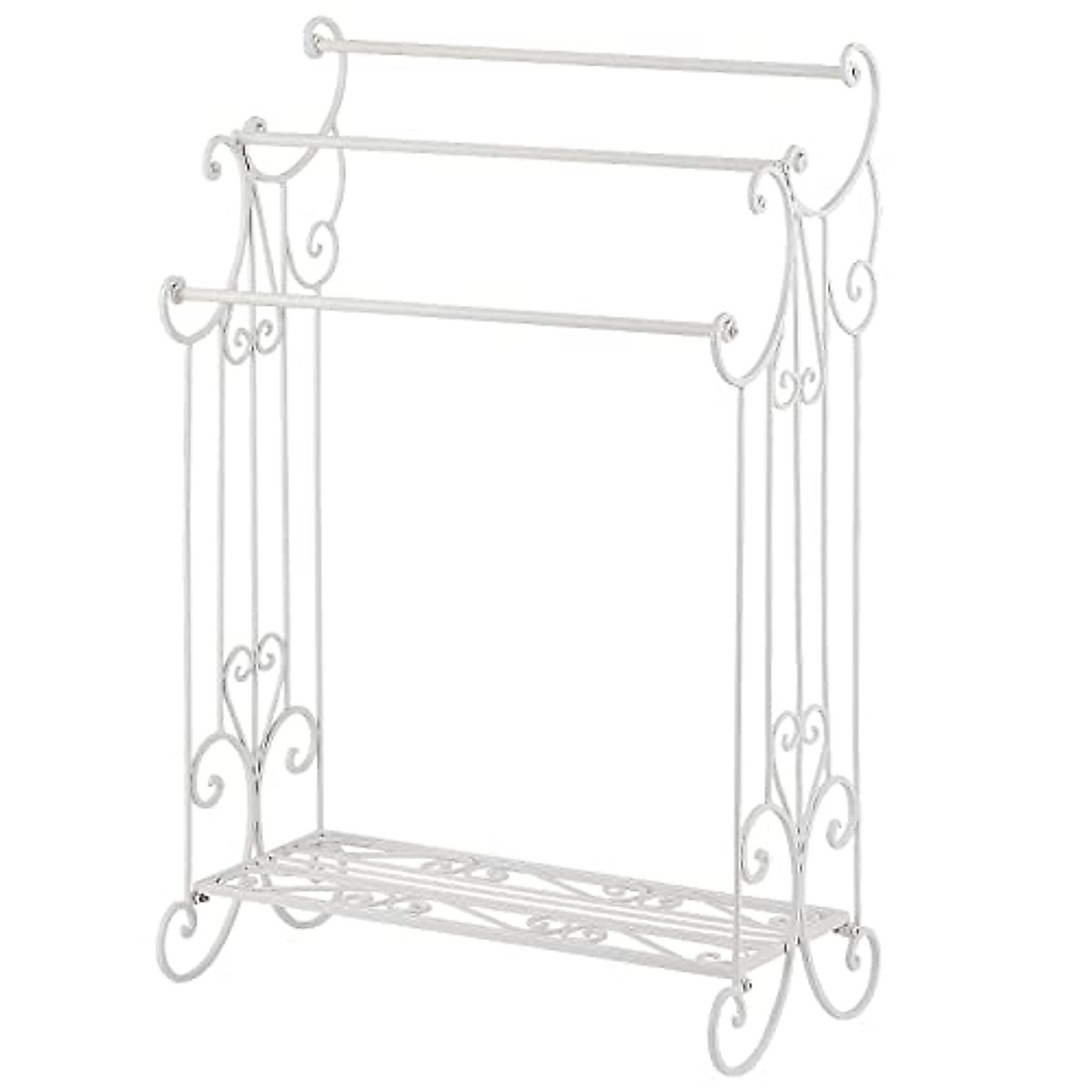 Standing Towel Racks for Bathroom 3 Bar Metal Towel Organizer Holder Stand with Storage Shelf Towel Drying Rack Freestanding for Bath Towels,Hand Towels,Washcloths, Bathroom Accessories