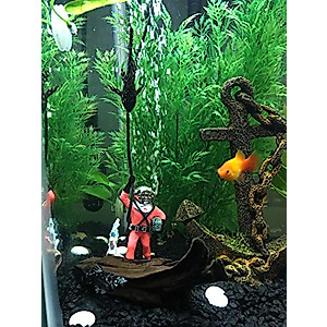 Mairuker Action Aquarium Ornament Diver with Hose Live Action Aerating Aquarium Air Bubbler Fish Tank Decorations [Orange]
