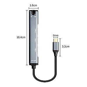 QIANRENON USB C Docking Station, USB 3.0 Hub with 3.5mm Audio Headphone + Microphone Jack Hub Digital & Audio Hub USB C 3.0 Multiport OTG Allocator for Computer Smart Phone