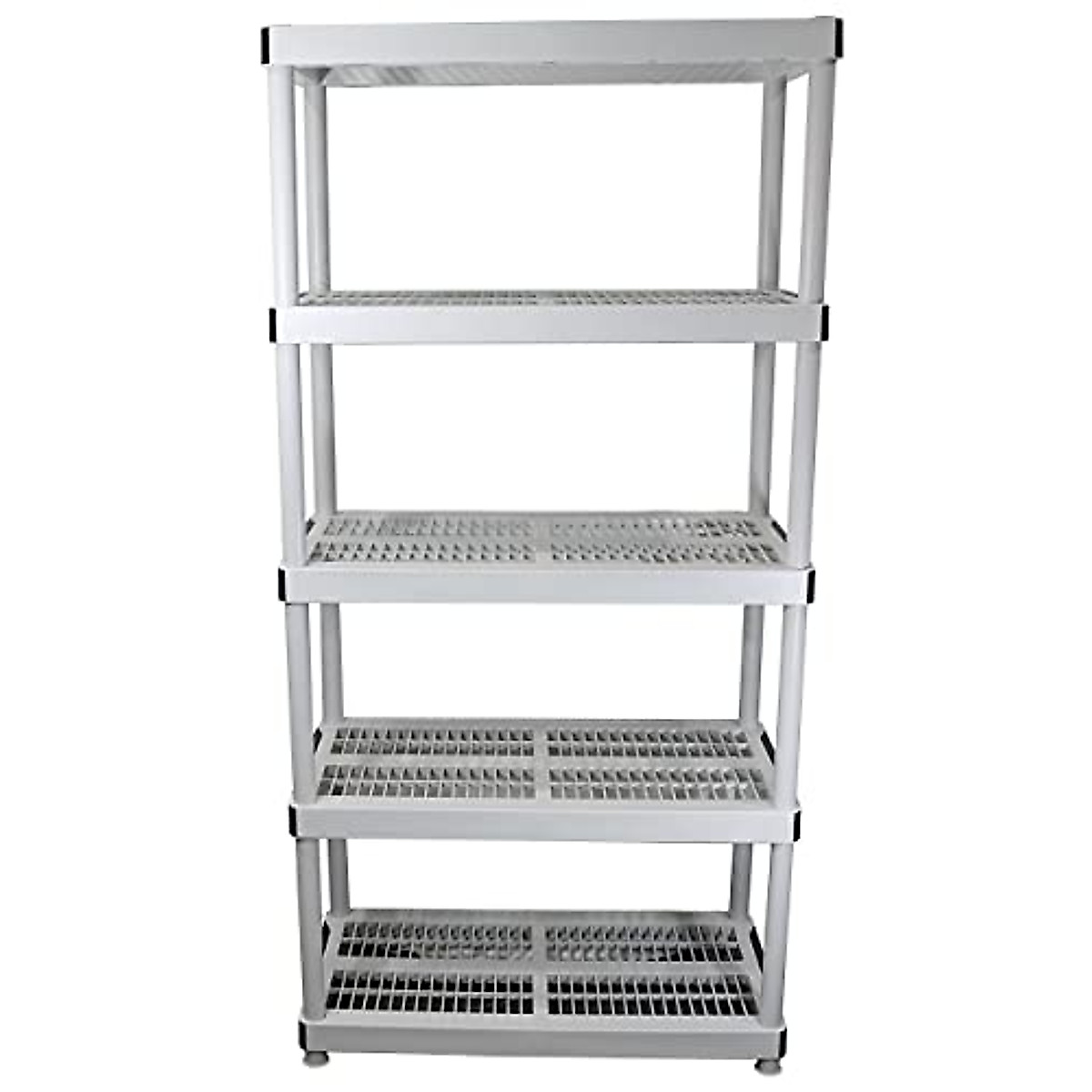 HDX 36” x 72” 5-Tiered Ventilated Plastic Storage Shelving Unit w/ Raised Feet and Tool-Free Assembly