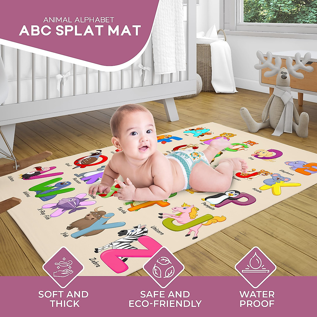 MiamiMor Splat Mat for Under High Chair/Arts/Crafts, Polyester Material, Waterproof Mat and Anti-Slip Floor Protector