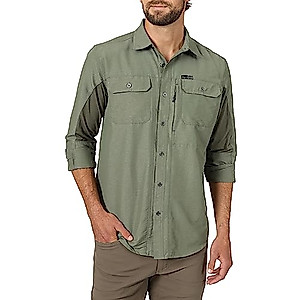 ATG by Wrangler mens Long Sleeve Mixed Material Shirt, Dusty Olive, XX-Large US