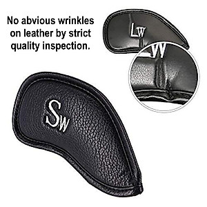 Craftsman Golf 12pcs Thick Synthetic Leather Golf Iron Head Covers Set Headcover fits All Brands Callaway Ping Taylormade Cobra Etc.