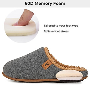 VeraCosy Men's Cozy Faux Wool Slippers Warm Memory Foam Indoor Slip on House Shoes Dark Gray, 11-12 US