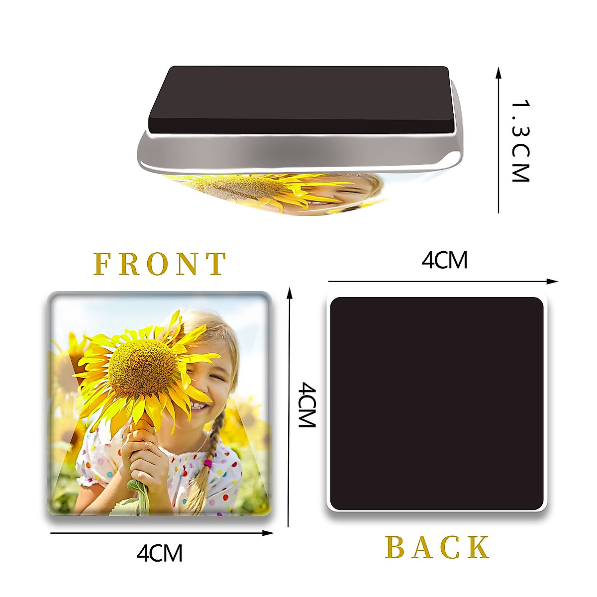 1PCS 40MM Square Picture Magnets Photo Custom Fridge Magnet Personalized Refrigerator Magnets for Whiteboard Decorative Funny Magnets for Kitchen Office