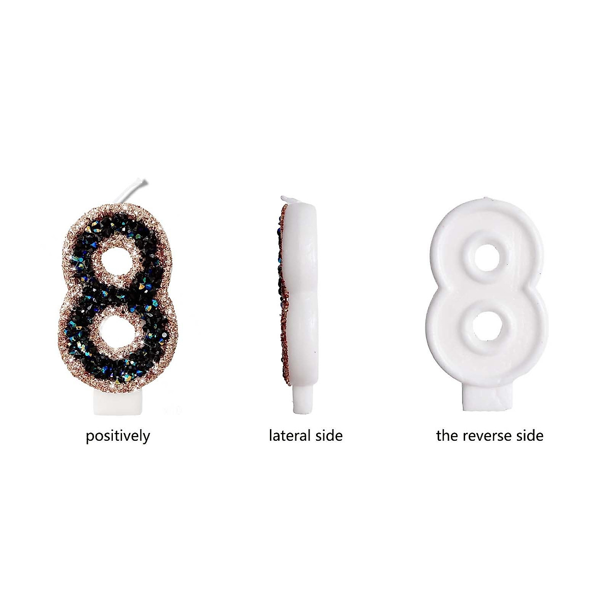 2.8" Blue Black Glitter Number Candles-Many Colors 37th 73rd Birthday Gifts Birthday Decorations Birthday Candles Numbers Happy Birthday Candles for Cake 2 Candle for Women for Men (Blue Black)