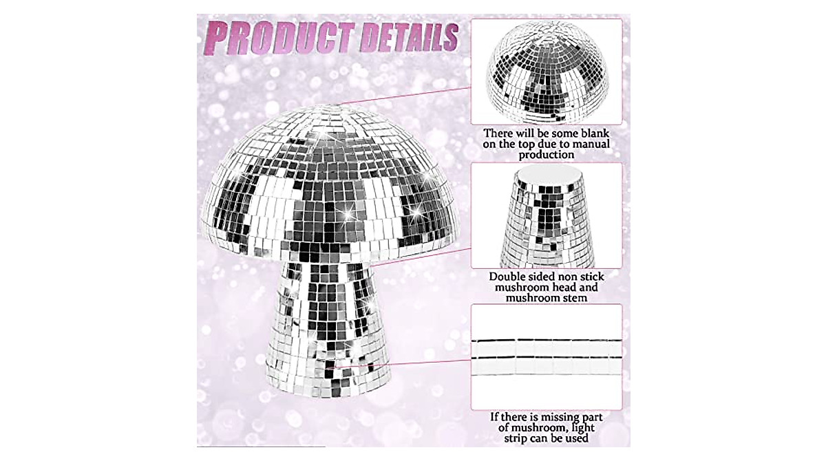 Mushroom Disco Ball Party Decorations | 4 Pack of Glitter