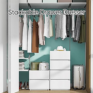 furtble Stackable 2 Drawer Dresser, Small Dresser for Closet, Modern Nightstand for Bedroom, End Table with Storage Drawer for Entryway, Beside Furniture Drawer Chest, 15.8 in, White