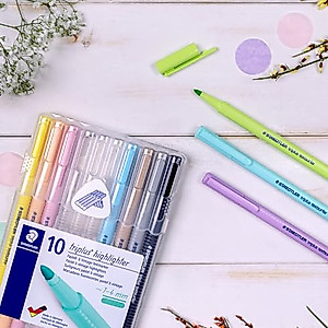 STAEDTLER 362 CSB10 Triplus Textsurfer Highlighter, 1-4mm Line Width - Assorted Pastel Colours (Pack of 10)