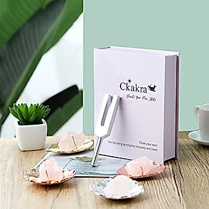 Ckakra Tuning Fork Kit,Rose Quartz Crystals Decor,2048hz Tuning fork, Meditation Mindfulness items,Zen Decor,Retirement Gifts for Women, Lilac Gift Packages,Rose Gold
