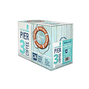 Pier 3 Medium Roast Coffee Pods, Compatible with 2.0 K-Cup Brewers, 24 Count (Pack of 4)