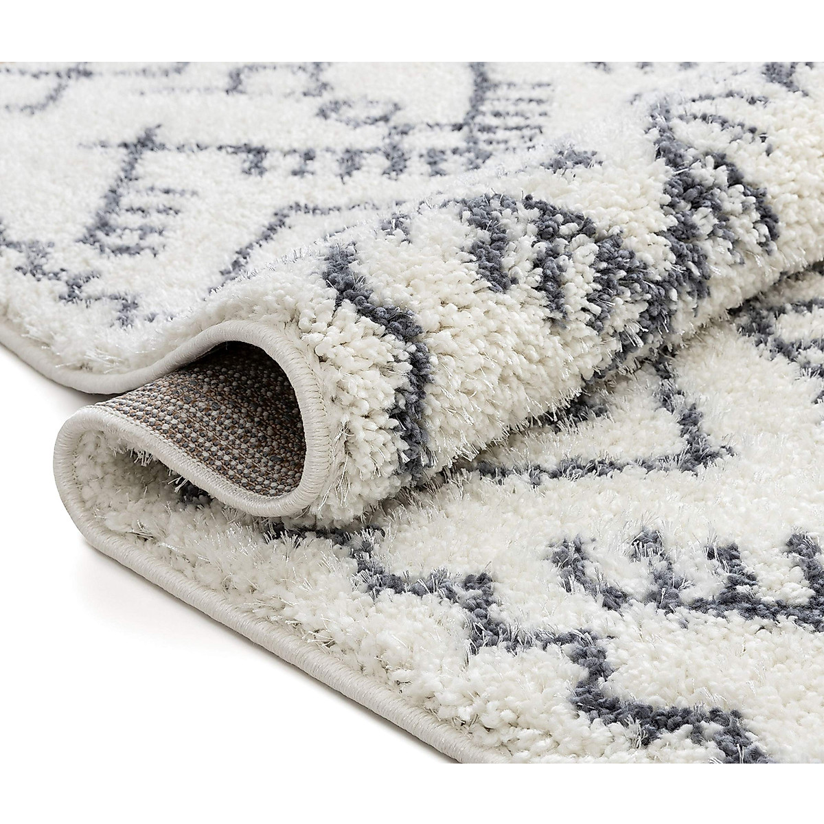 Well Woven Chessa Grey Moroccan Shag Diamond Trellis Pattern Area Rug 7'10" x 9'10"