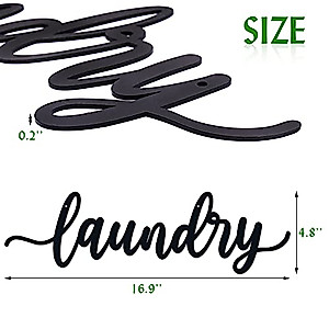 Laundry Room Décor Metal Wall Art Backdrop Decoration Rustic Laundry Room Signs Hanging Decor Black Handwritten Font Gift Ideas 4.8 X 16.9 Inches