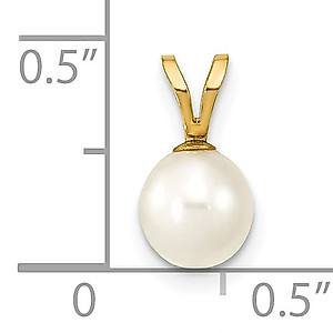 Avariah Solid 14K Yellow Gold 6-7mm White Round Freshwater Cultured Pearl Pendant - 10mm